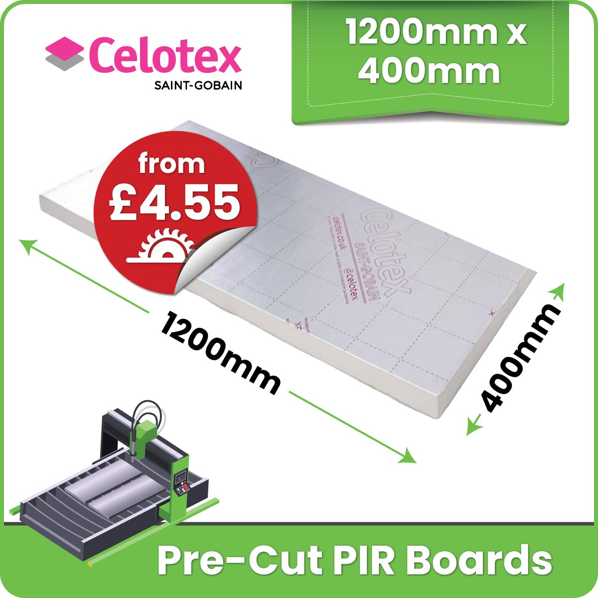 Celotex PIR Insulation Boards (1200mm x 400mm) – BuyInsulation.co.uk